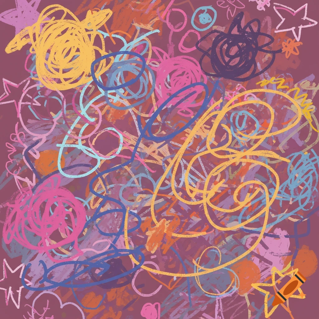 Abstract line drawing of laughing face with geometric curves and stains ...