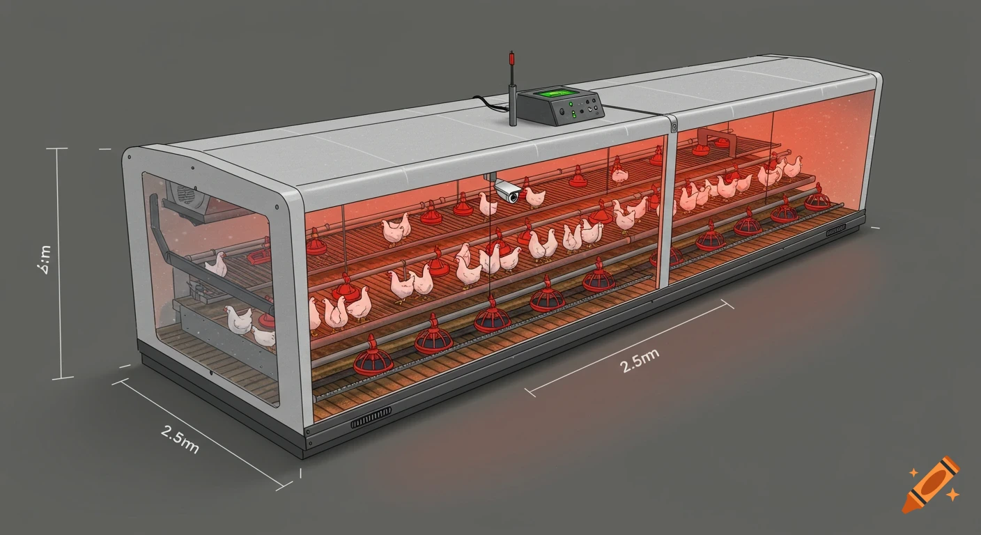 Isometric technical drawing showing the disassembled components of a ...