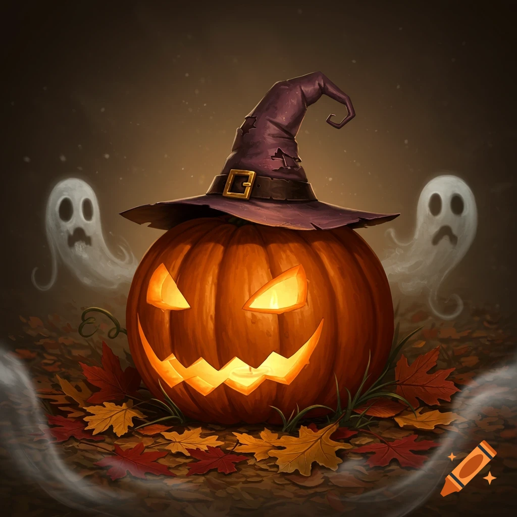 Two children in firefighter suits look terrified at a spooky snowman ...