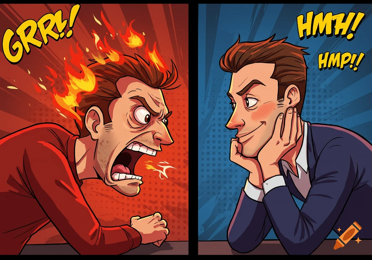 A woman with a shocked expression in a comic book style, with speech ...