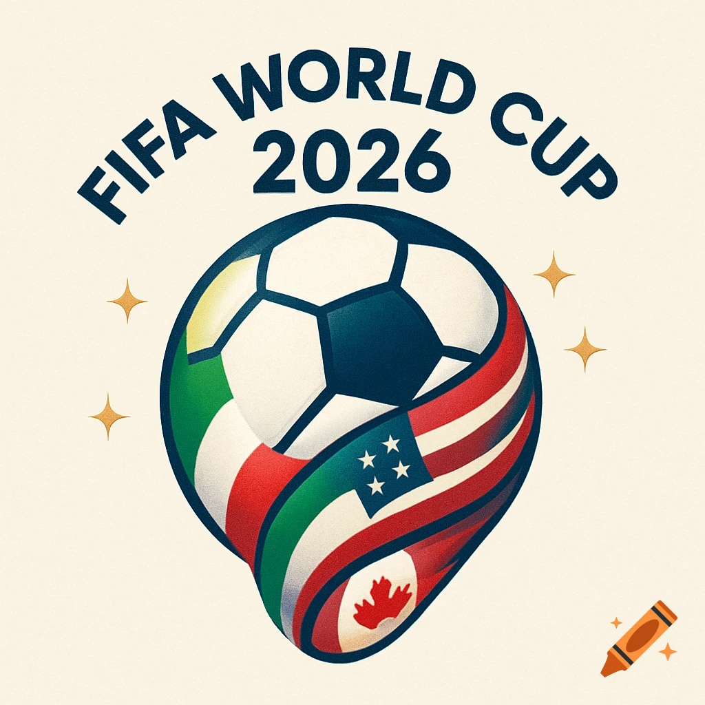 FIFA World Cup 2026 logo with a soccer ball wrapped in the flags of ...