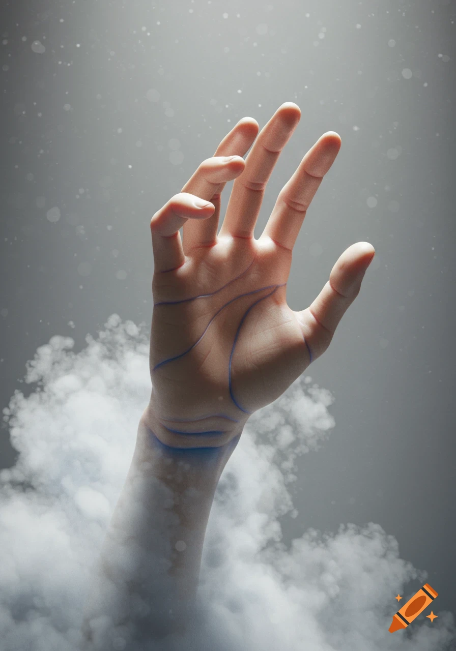 Stylized comic drawing of an open hand holding water filled with ...