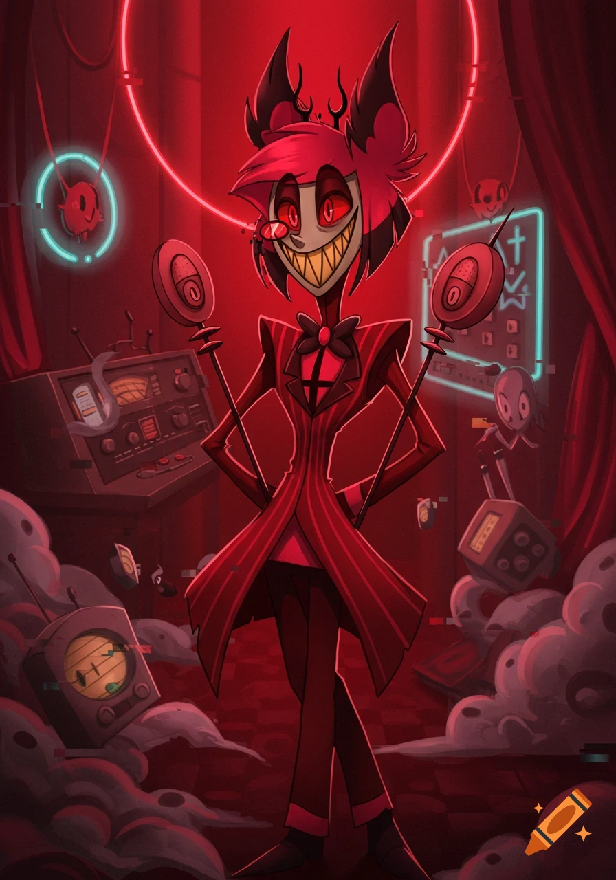 Cartoon of Shaggy Rogers looking scared at Alastor from Hazbin Hotel on ...