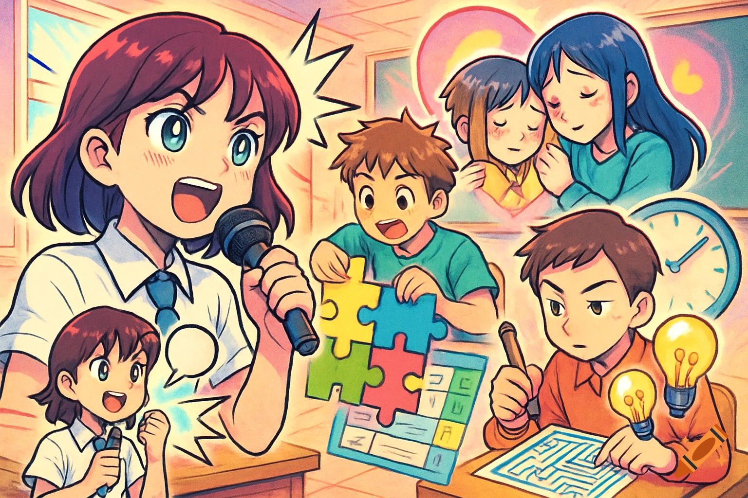 Cartoon of an office celebration with cheering coworkers, confetti, and ...