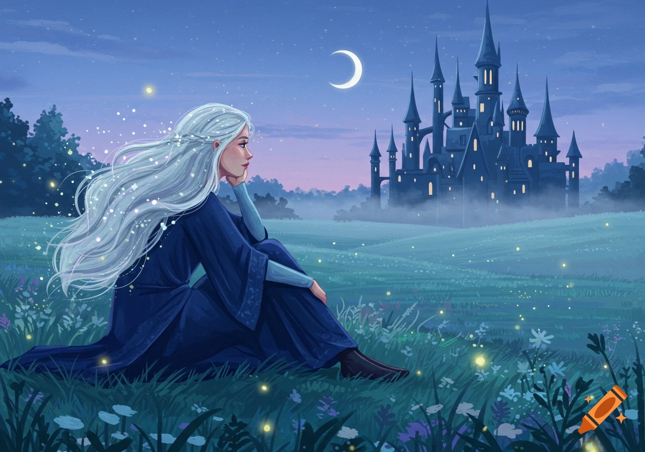 Colorful fantasy illustration of two princesses riding a magic carpet ...