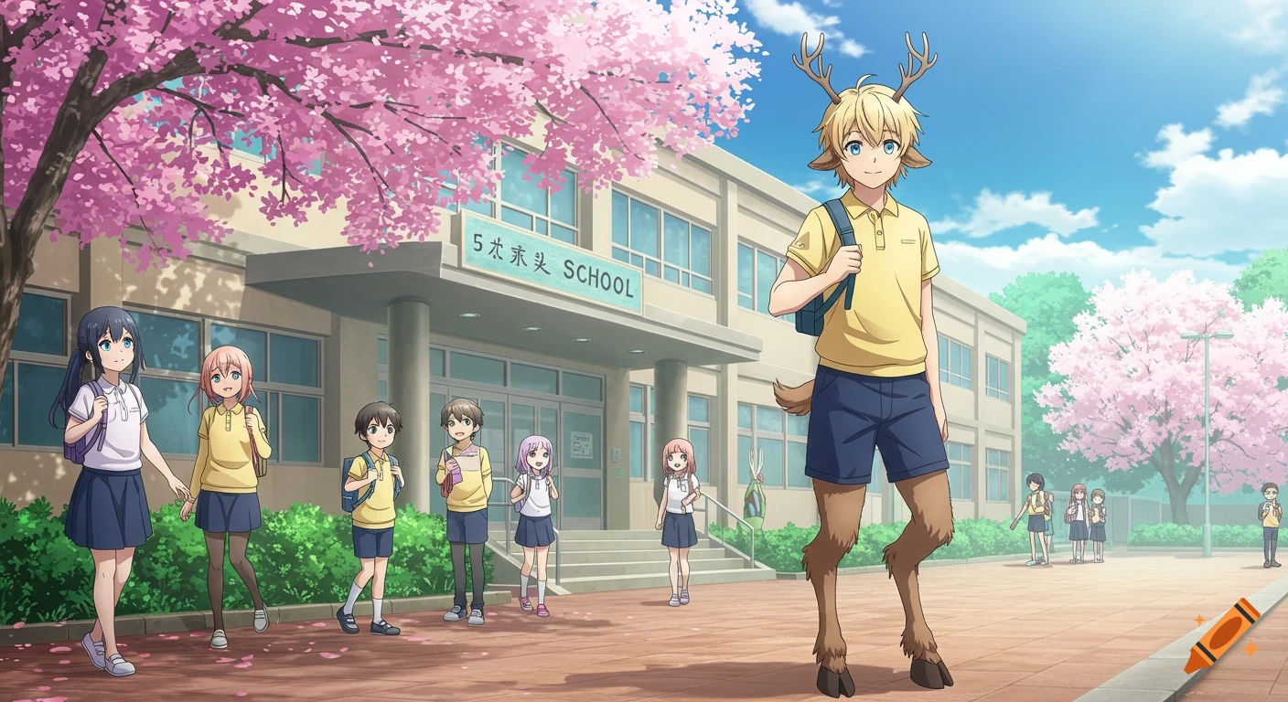 A large blonde anime woman in a pink bikini walks on a crosswalk in a ...