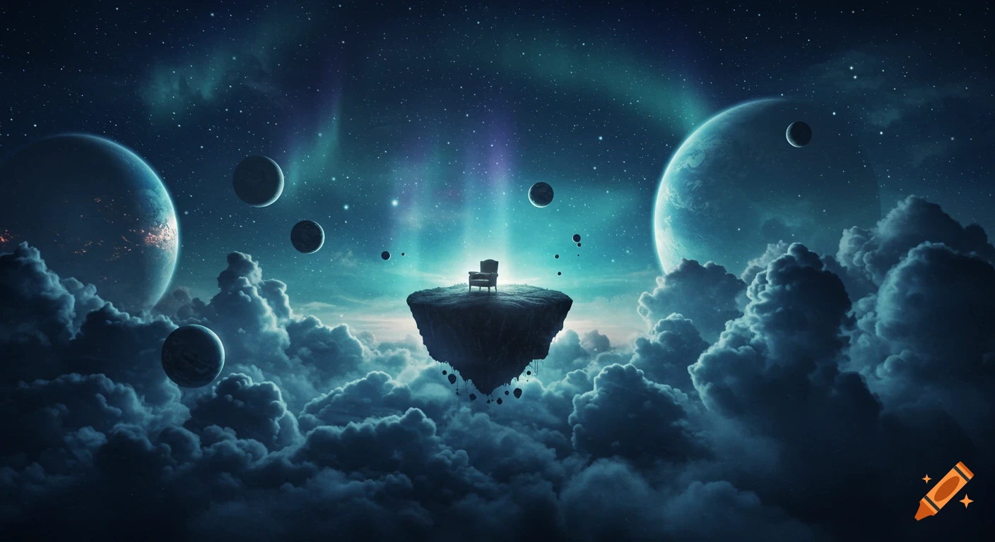 A surreal desert landscape at sunset, with a winding road covered in ...