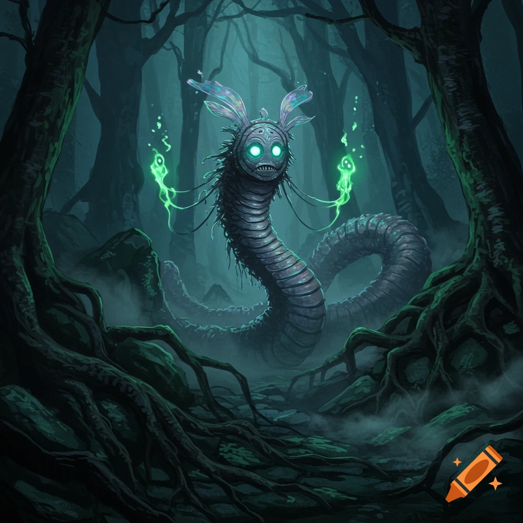 Photorealistic image of a colossal wooden beetle-like creature with ...