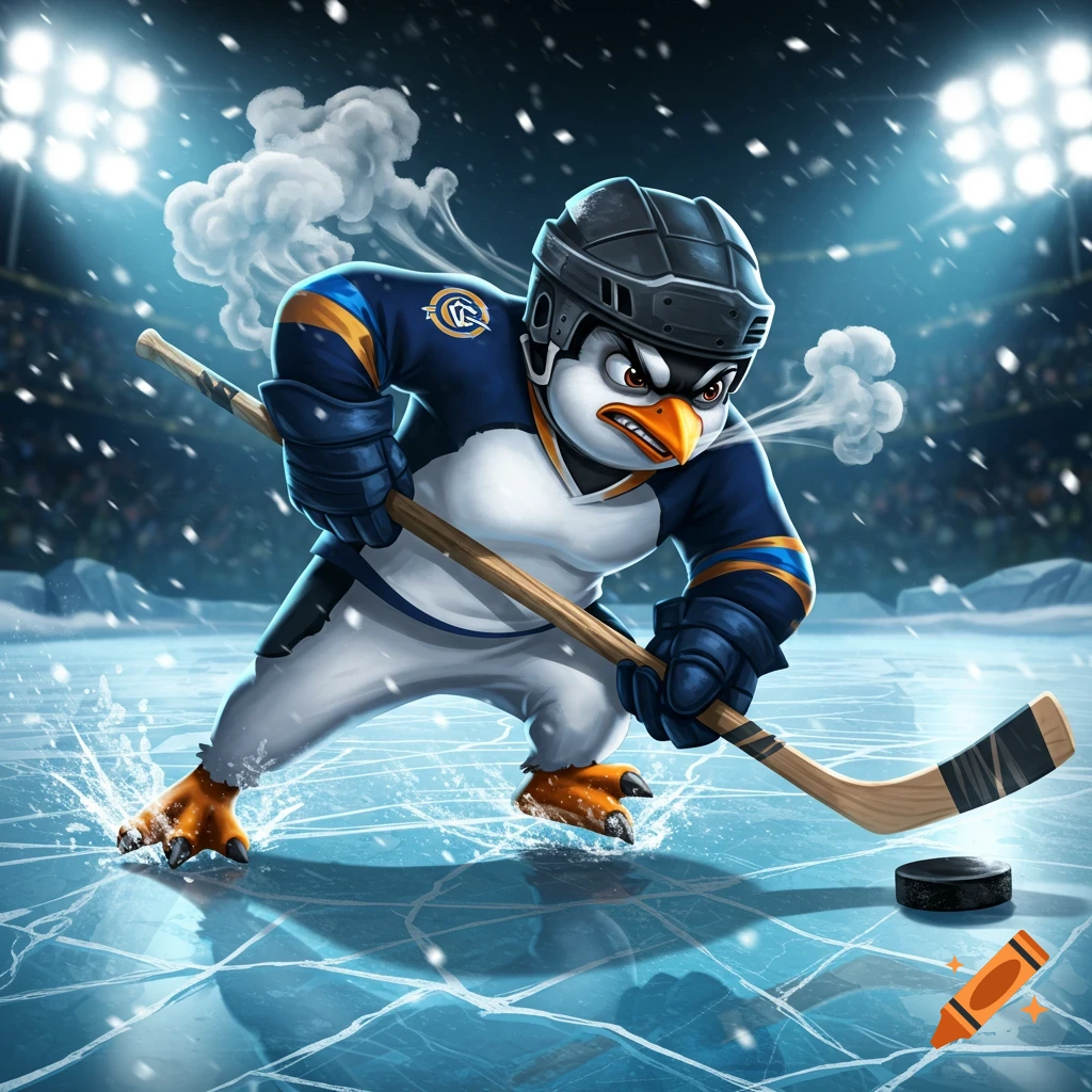 Batman in hockey gear with lightning around him, aggressively skating ...