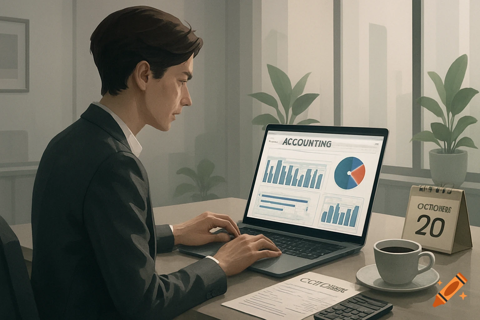 A person sitting at a cluttered desk, surrounded by stacks of papers ...