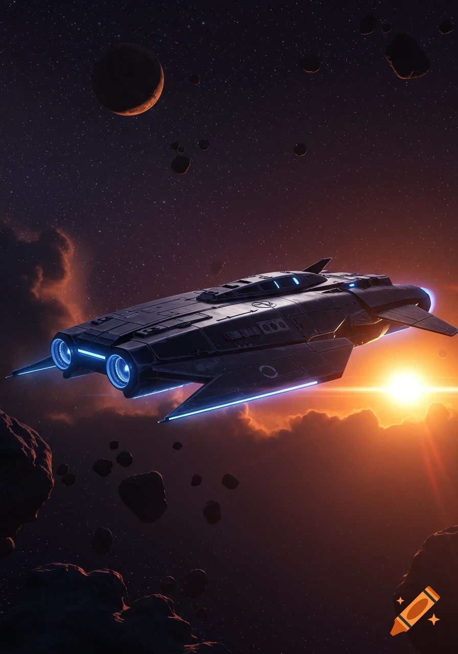 A futuristic flying tank with multiple weapon turrets and rocket ...