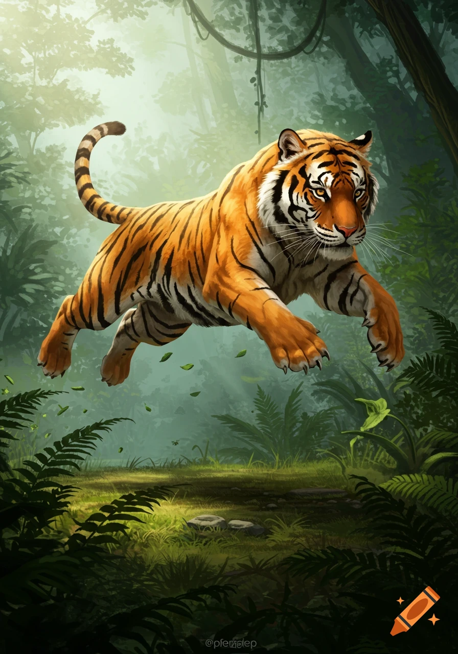 A dark tiger with orange stripes and glowing yellow eyes walks through ...