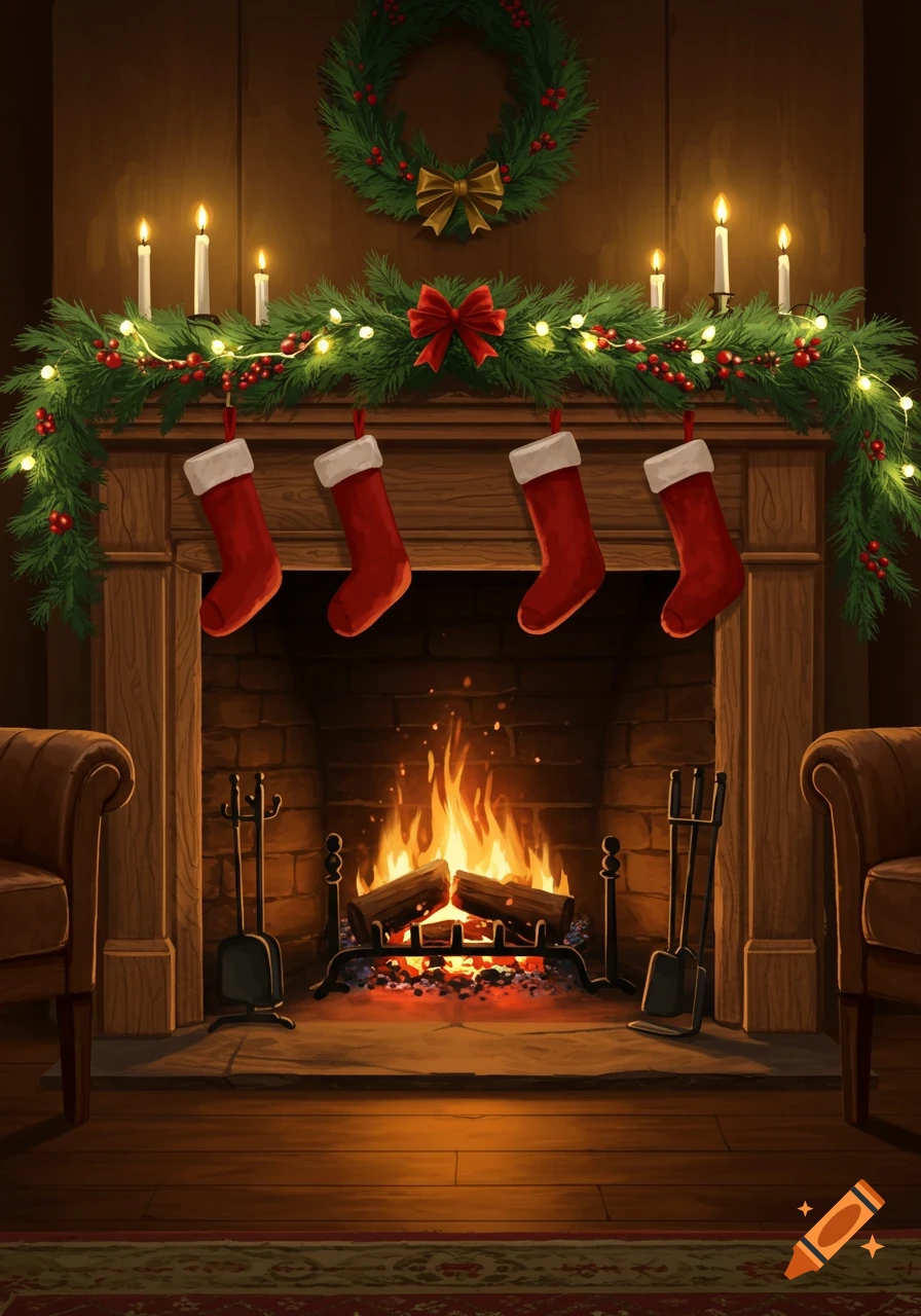 A lively Christmas party scene with many people gathered around tables ...