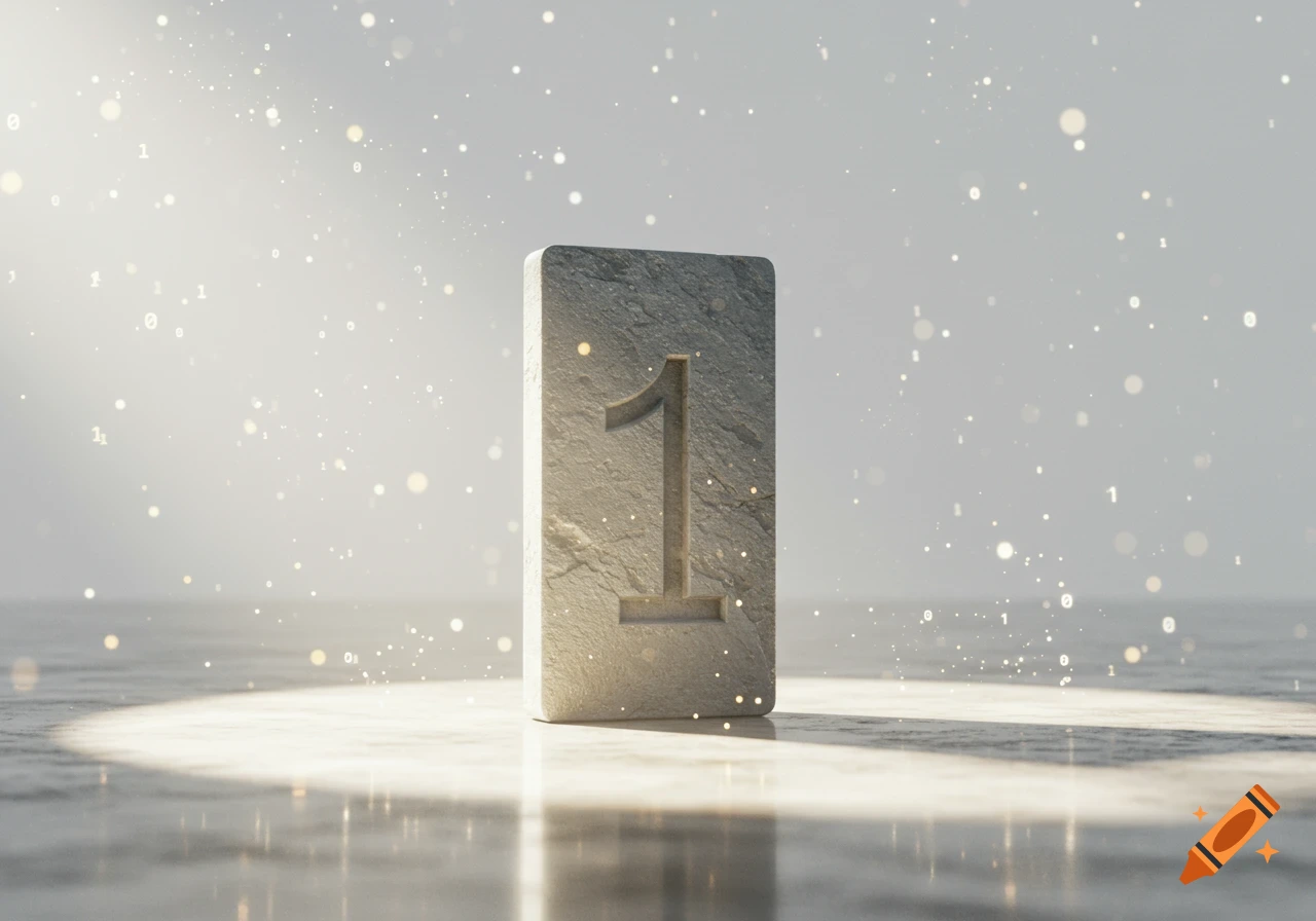 A line of dark blue markers on a wooden surface, with a central glowing ...