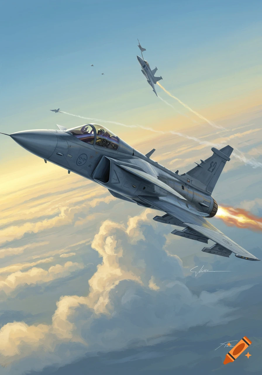 A Portuguese Eurofighter Typhoon fighter jet flies through a cloudy sky ...