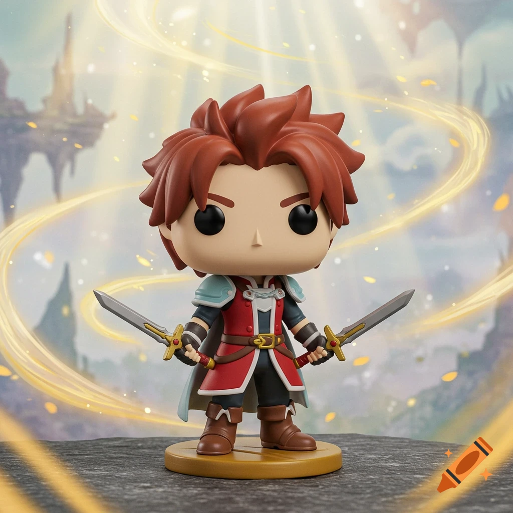 Stylized Funko Pop figure of Lloyd Irving from Tales of Symphonia, red ...