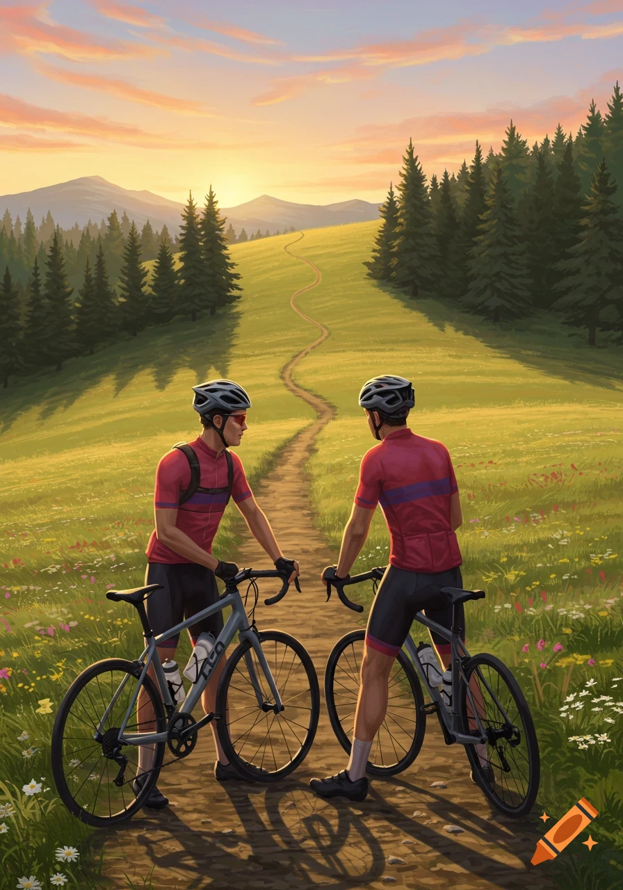 A photorealistic shot of cyclists intensely racing across a finish line ...