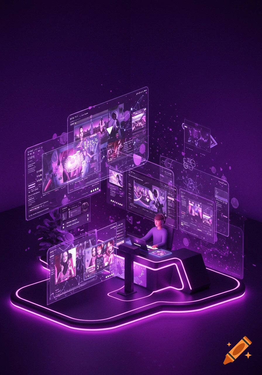 Digital hands reaching for a glowing 'PRESS TO DISCOVER' button in a ...