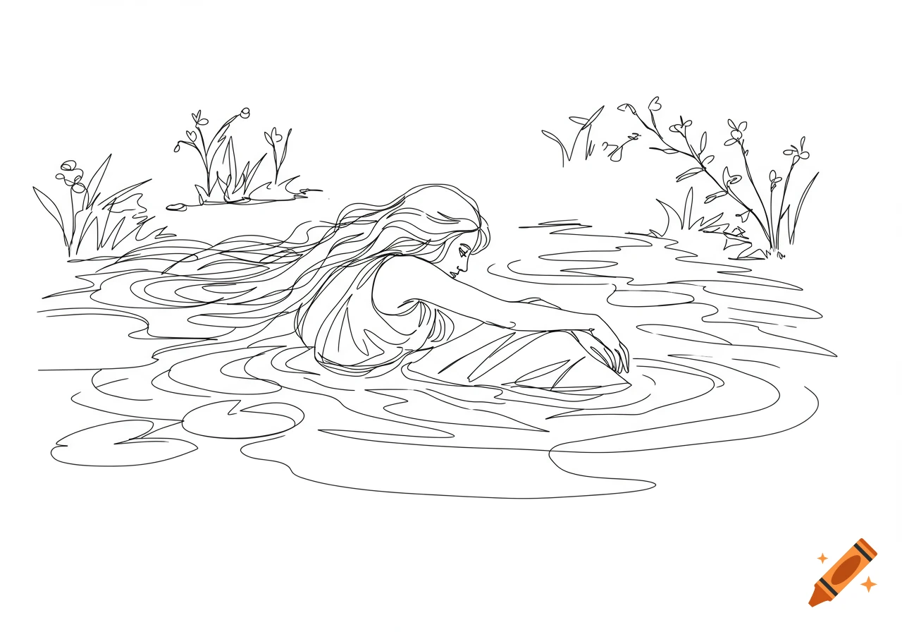 A minimalist line art drawing of a sad, crying woman with a snake ...