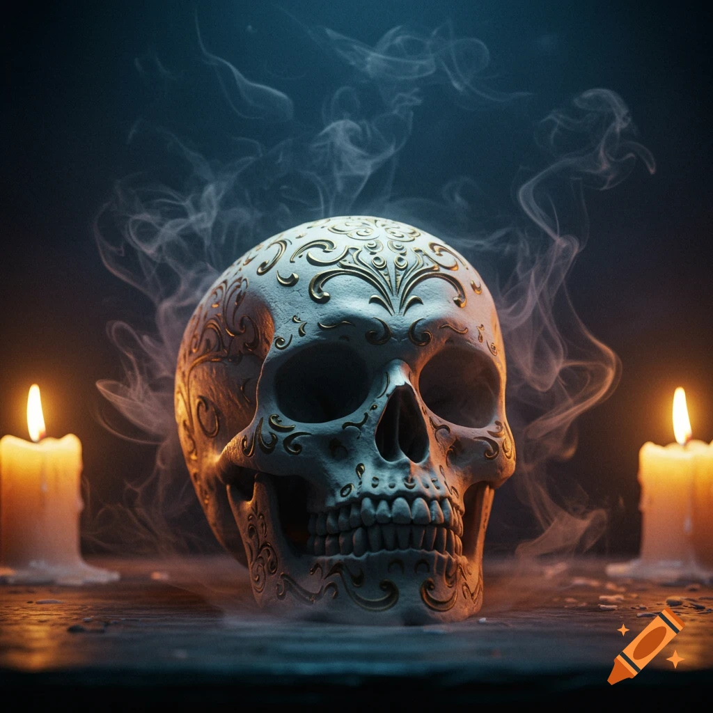 Colorful skulls with fun accessories in creative 3D art on Craiyon