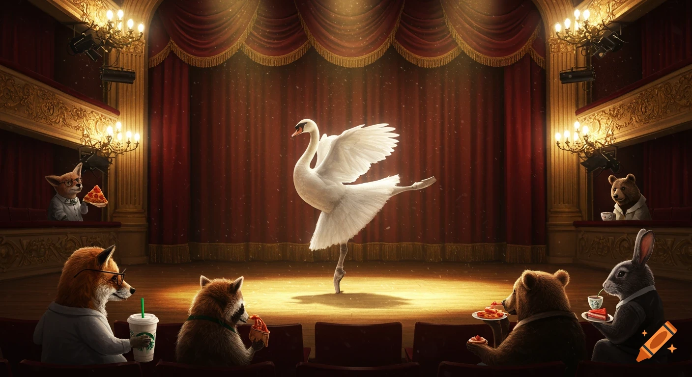 A smiling red, furry deer-like creature with antlers and a pink belly ...