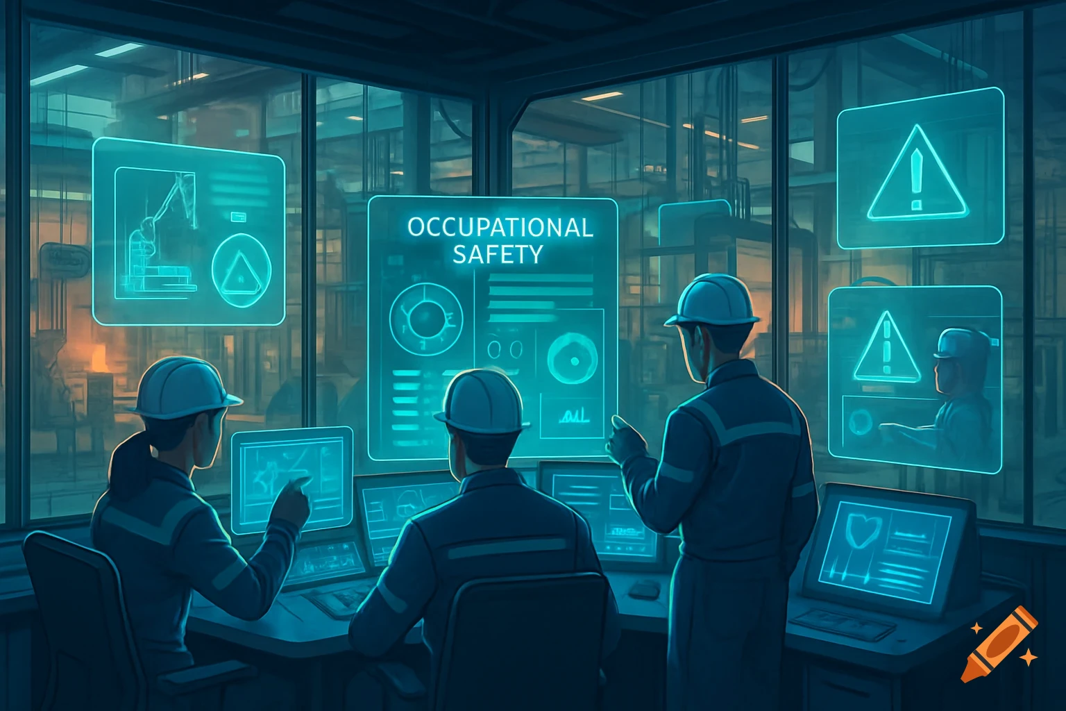 Comic-style illustration of an engineer in a hard hat and safety ...