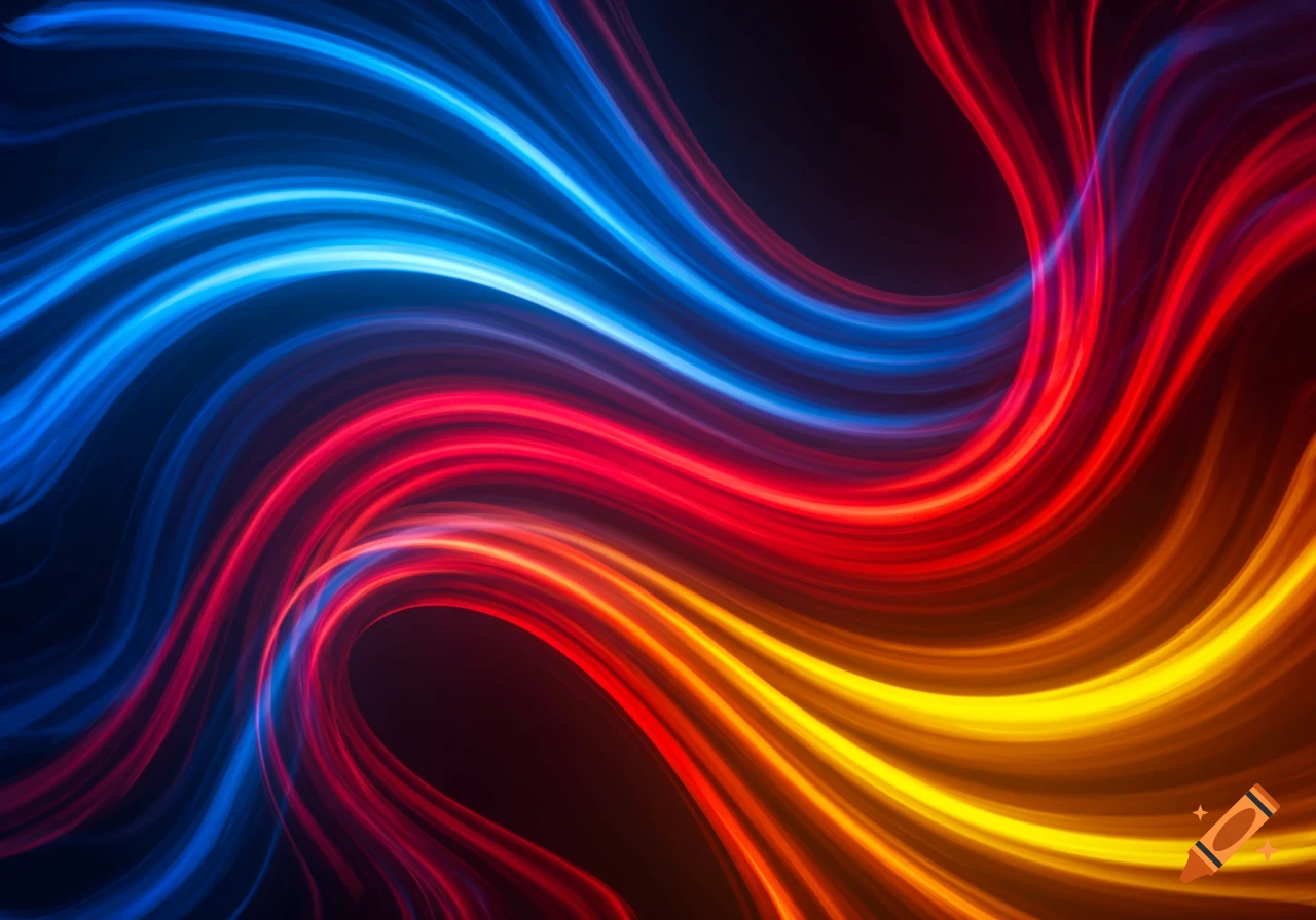 Abstract flowing lines of red and blue waves on a white background. on ...