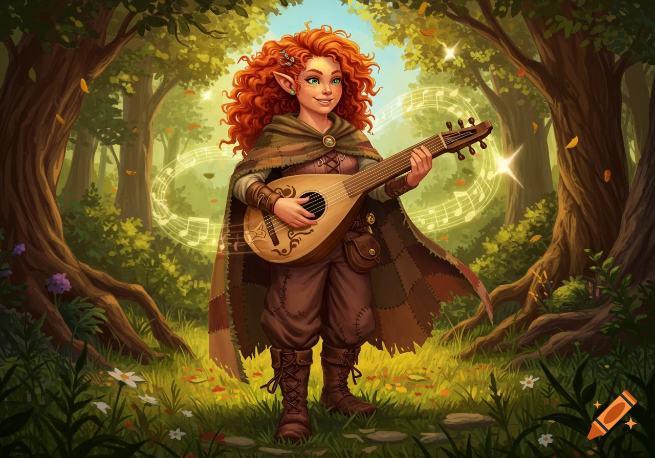 Pregnant cartoon character Starfire playing a didgeridoo in a forest ...