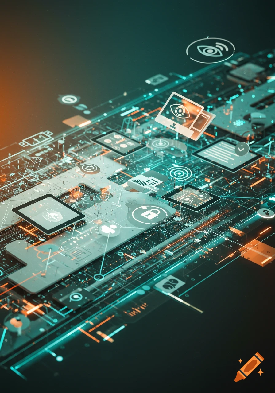 A glowing blue digital Christmas tree made of data streams and ...