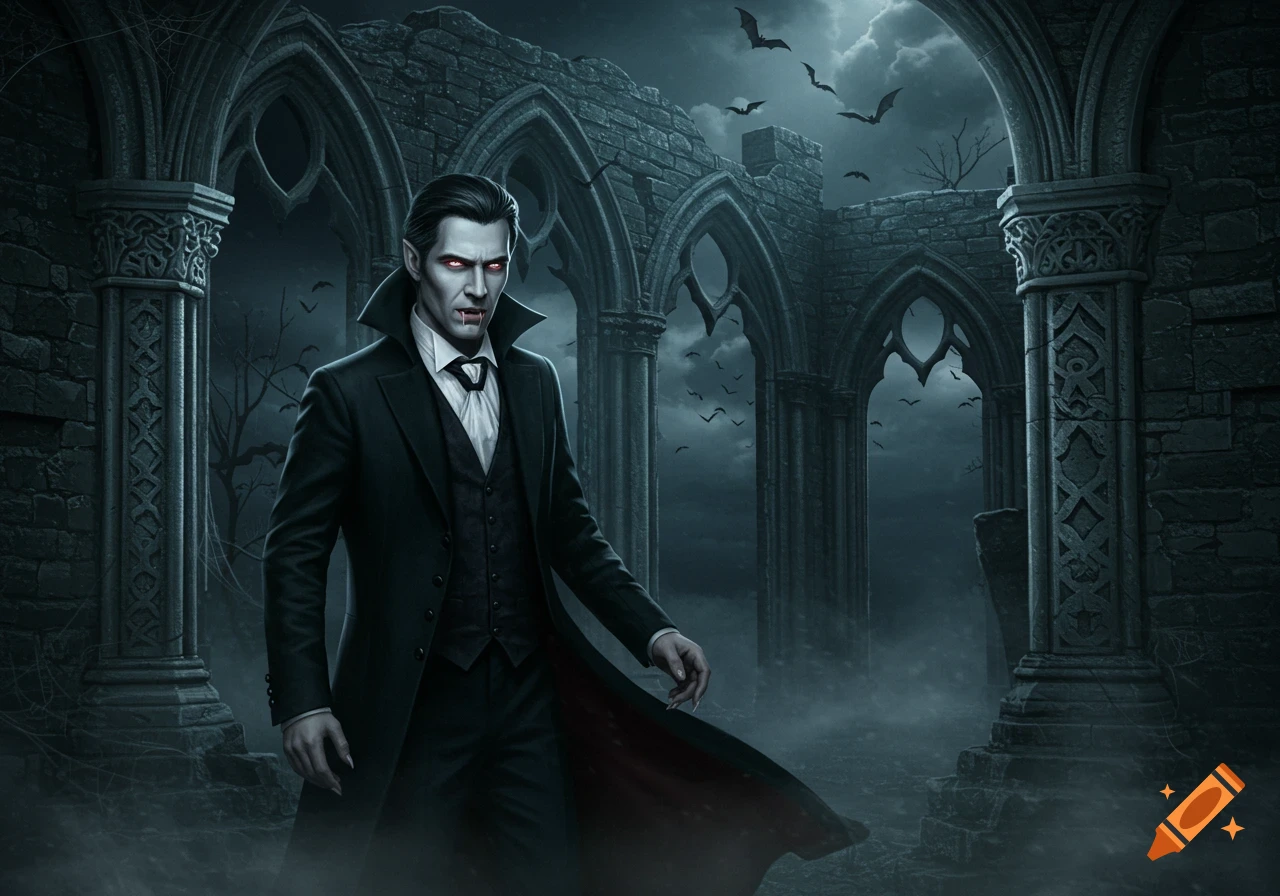 Vampire+back+tattoo+men created on Craiyon