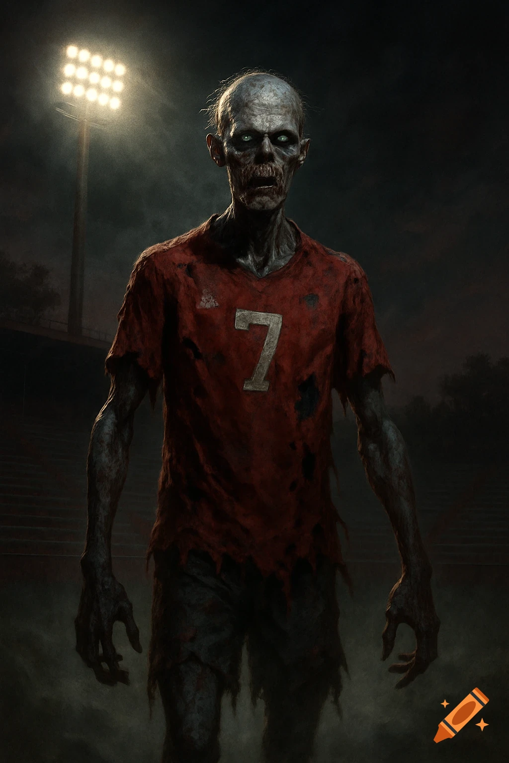 Shirtless+zombie created on Craiyon