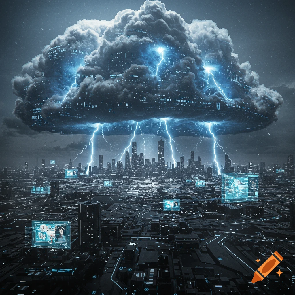 An ethereal, swirling light portal in blue, purple, and white descends ...