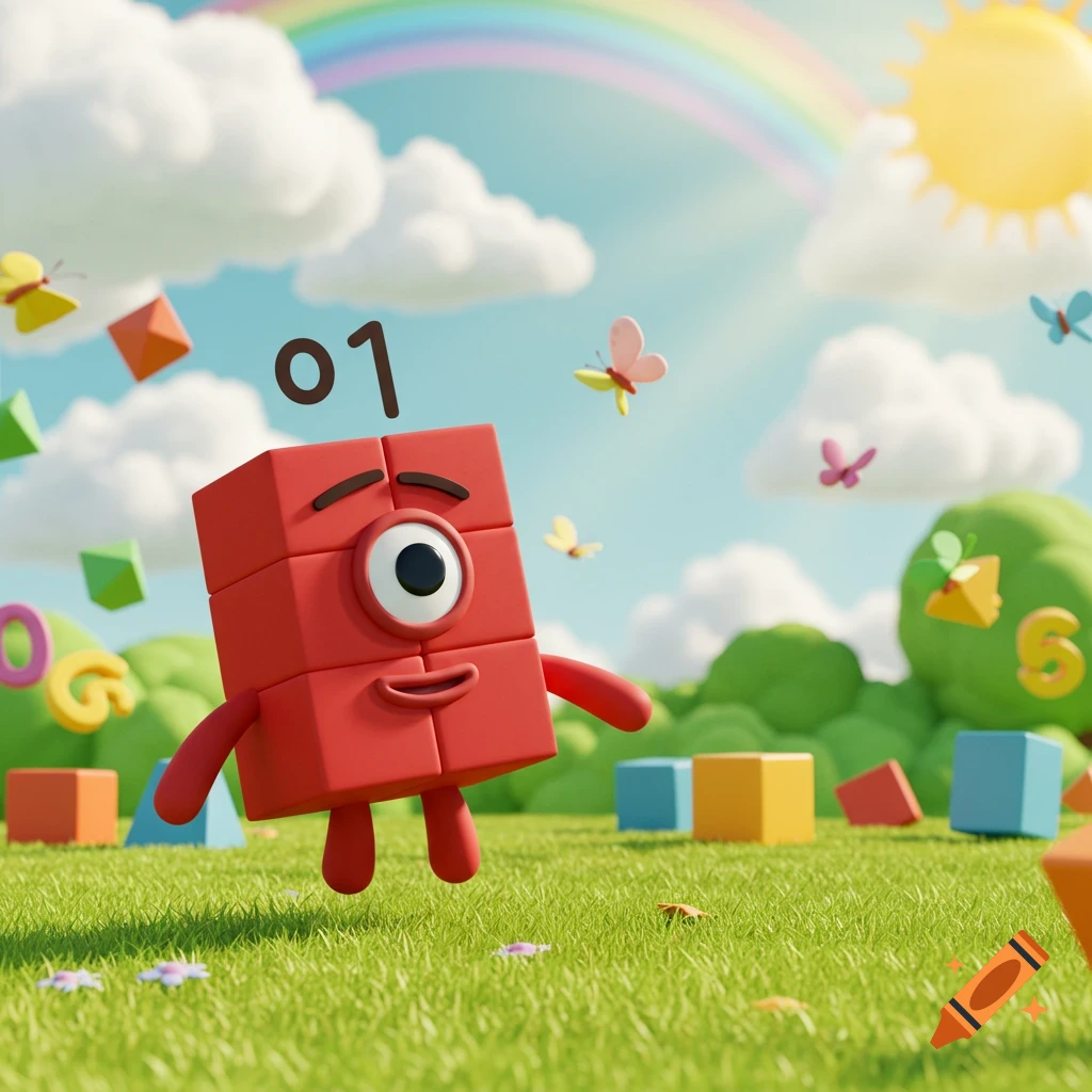 Four colorful, smiling Numberblocks characters with the text 'NUMBER ...