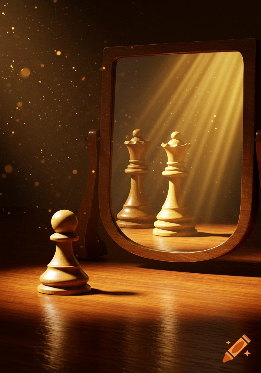 Two young, stylized boys play chess from an overhead angle, one moving ...