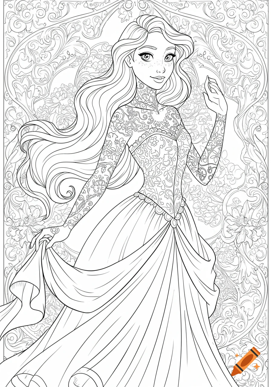 Princess+queen+unicorn+mermaid+coloring created on Craiyon