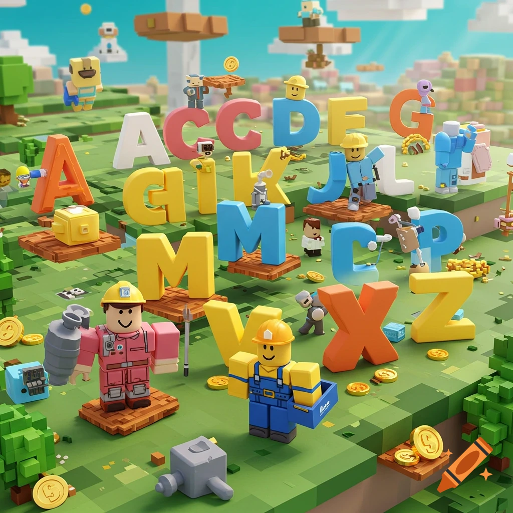 Colorful 3D cartoon image inspired by Roblox, with blocky characters ...