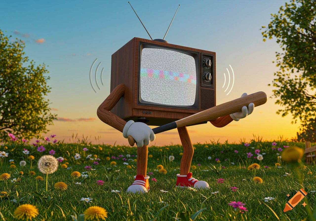 A white cartoon mainframe computer with a turquoise screen and broken ...