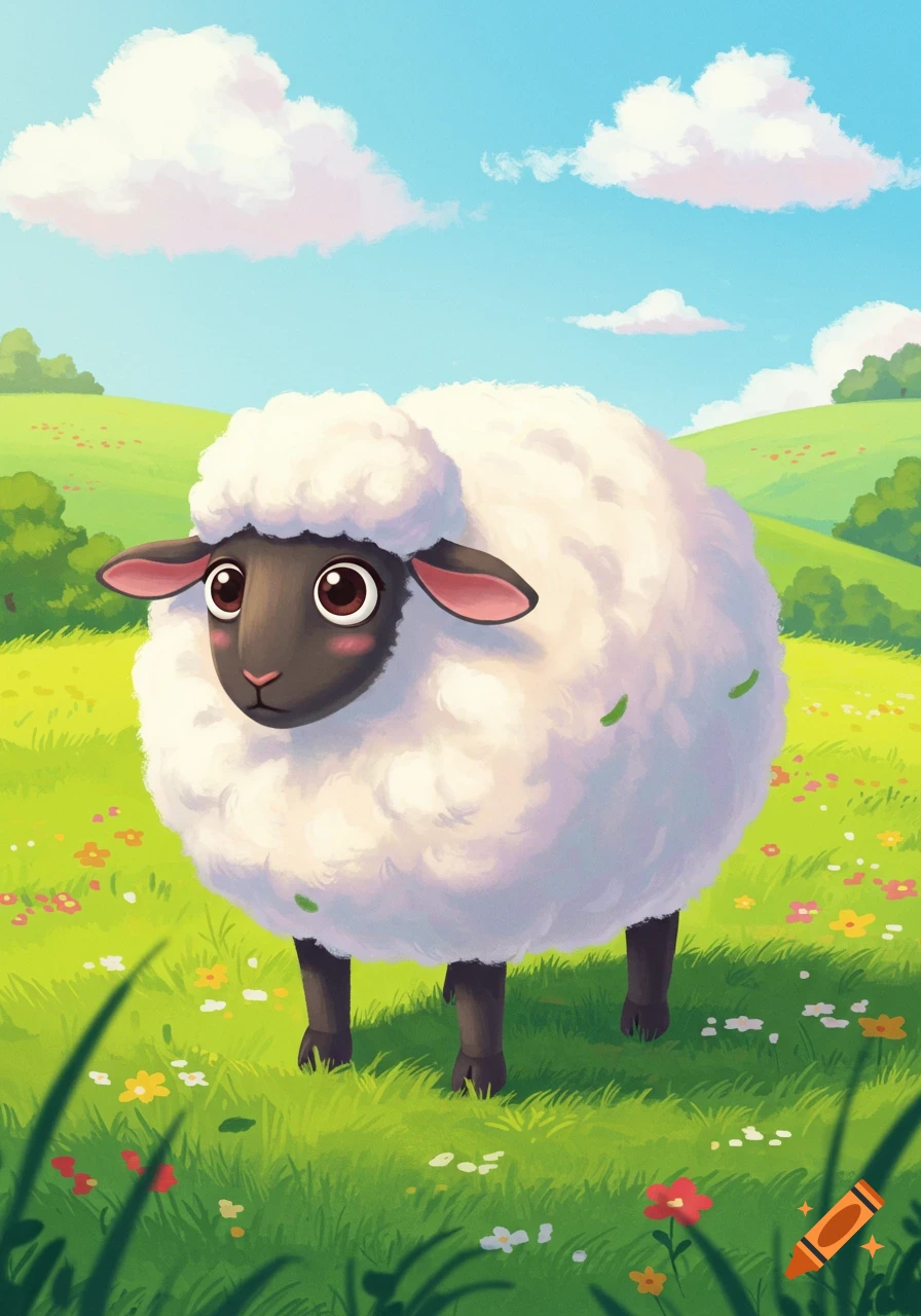 An ashamed cartoon sheep in a 'Baaa-d Boy Corner' pen in a sunny ...