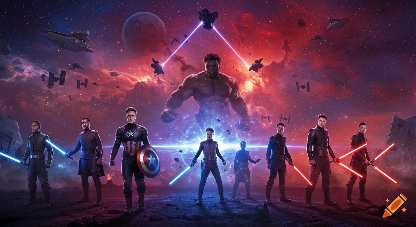 Marvel and Star Wars characters battle in space, featuring Captain ...