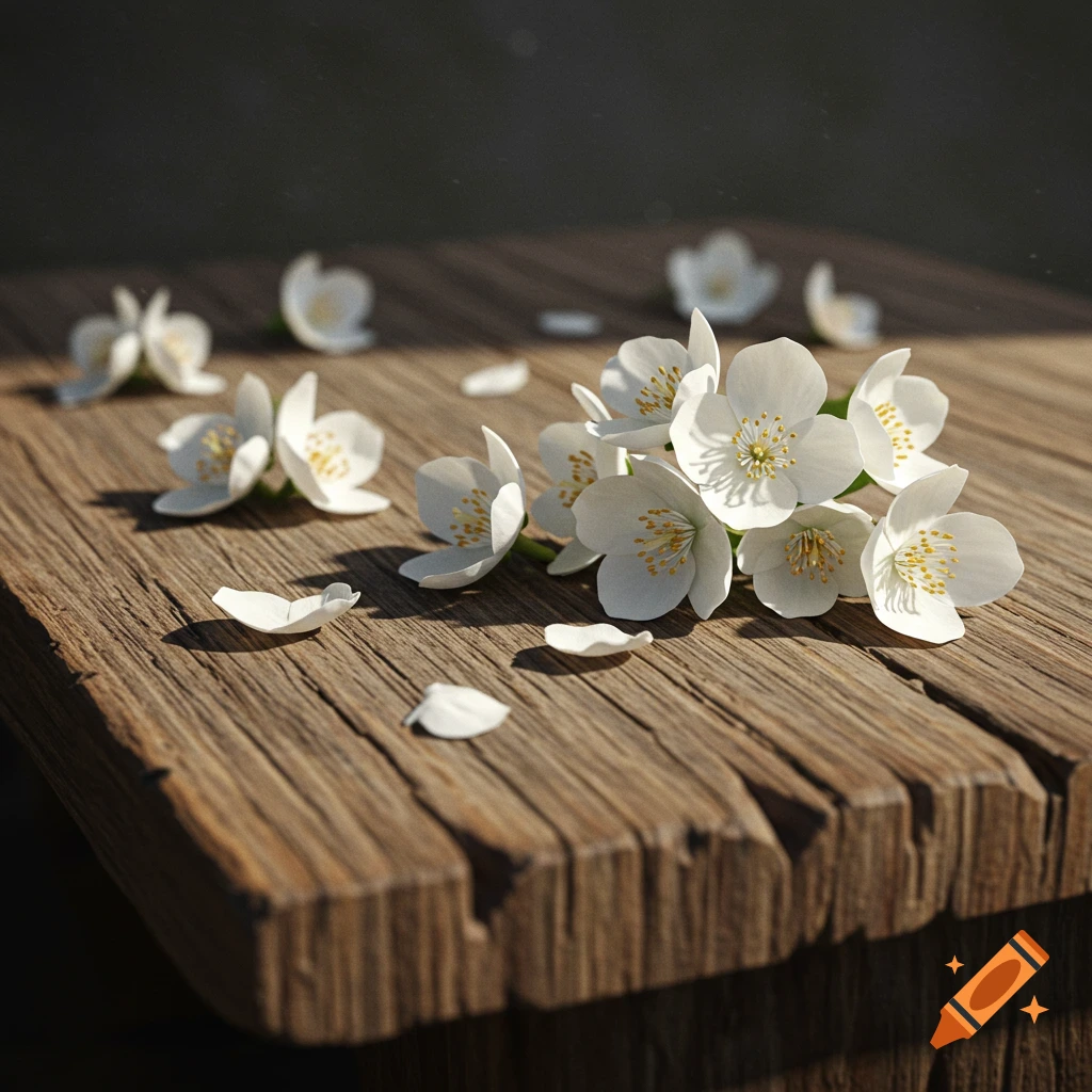 Close-up of delicate white flowers with yellow centers and scattered ...
