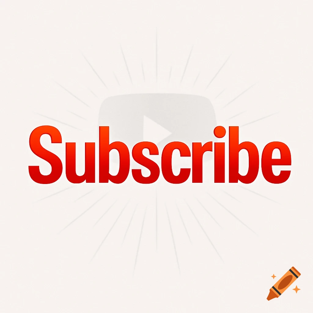 Red 'Subscribe' text over a faint YouTube play button logo with ...