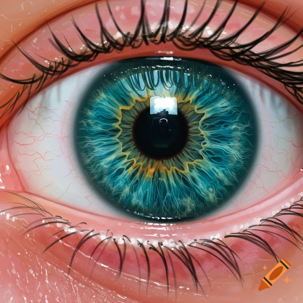 Detailed macro shot of a vibrant blue human eye with intricate iris ...