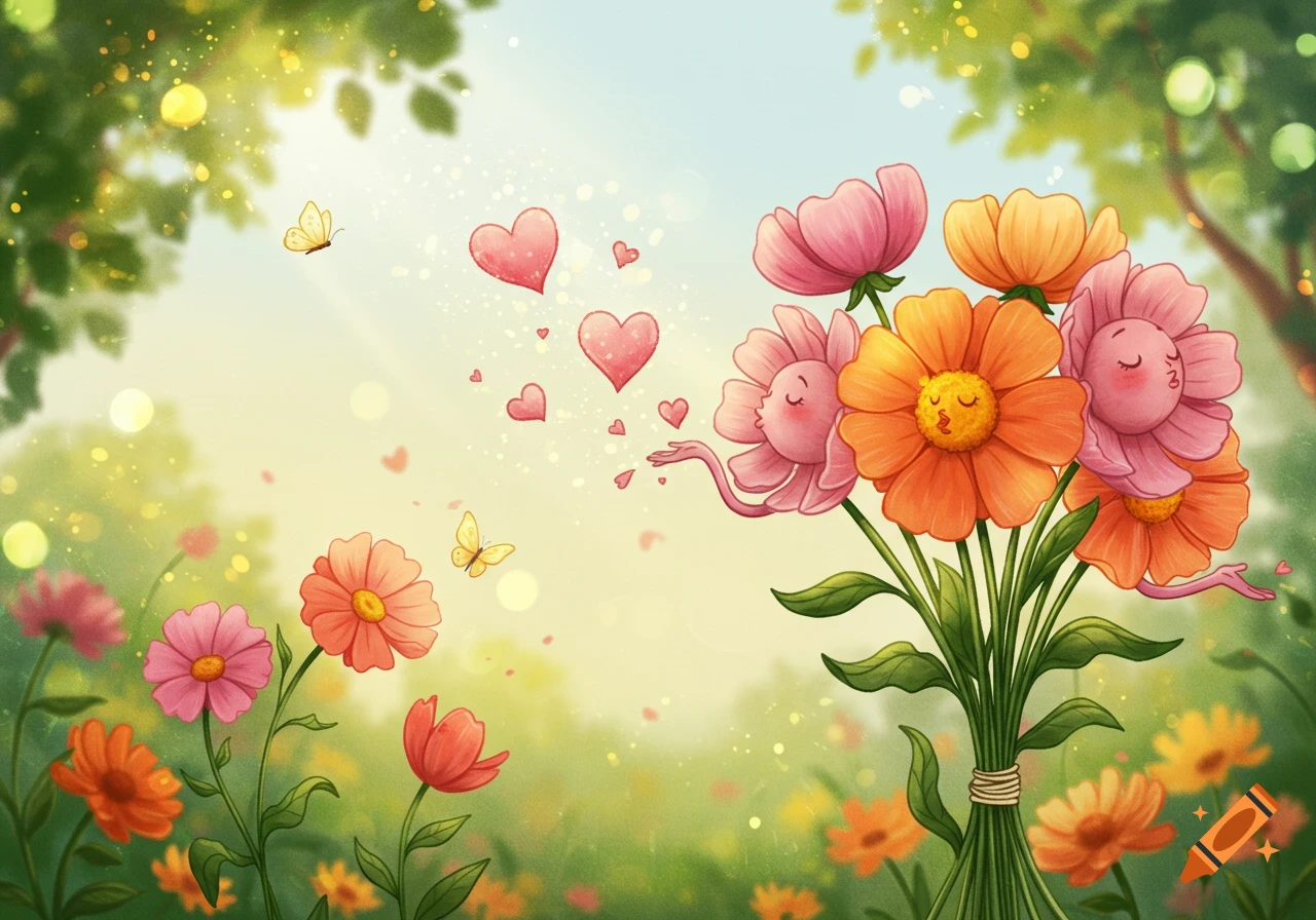 An old, blank parchment banner tied to wooden posts, framed by vibrant ...