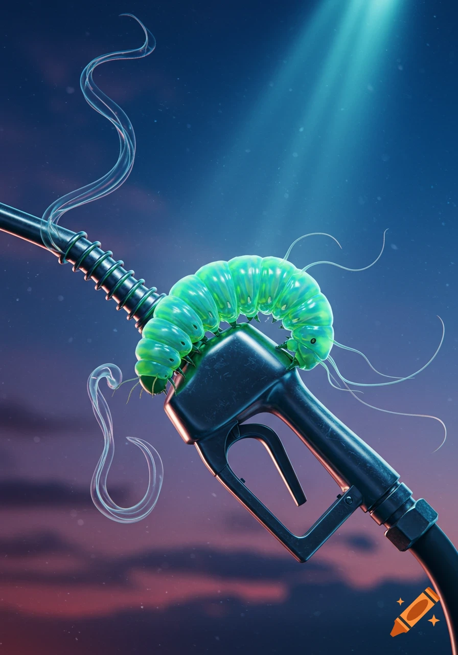 A giant spaghetti monster with cherry eyes stands atop a vast trash ...