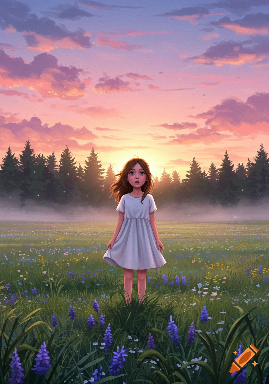 Two smiling children, a girl in a yellow dress and a boy in overalls ...