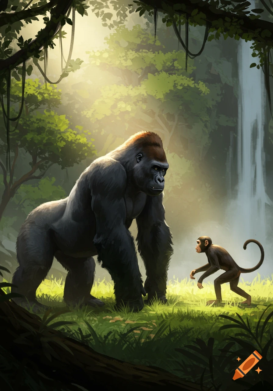 Digital art of a cool gorilla with large red wings and black sunglasses ...