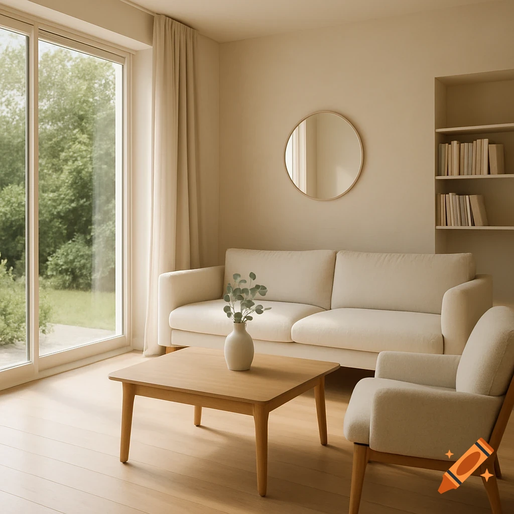 Interior with windows, with something unrealistic seen through the ...