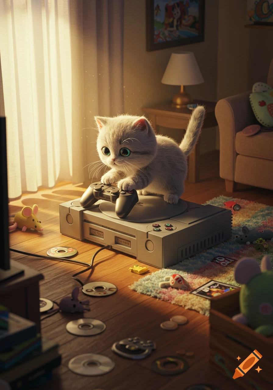 A cartoon monkey with blonde curly hair and blue eyes intently plays a ...