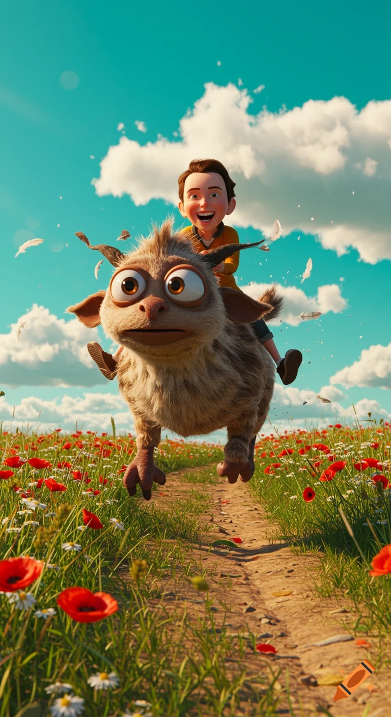 Charlie Brown walks on a dirt path through a vibrant psychedelic field ...