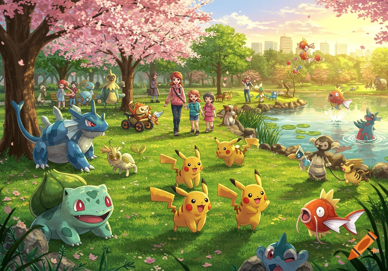 Pikachu and other Pokemon celebrate a 50th birthday with a large tiered ...